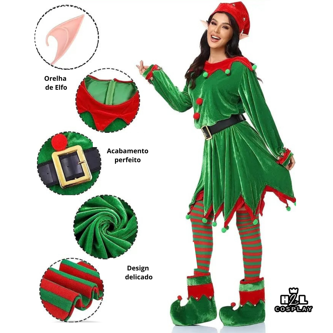 FANTASIA _ DUENDE ELFO FEMININO NATAL LUXO – H2L COSPLAY